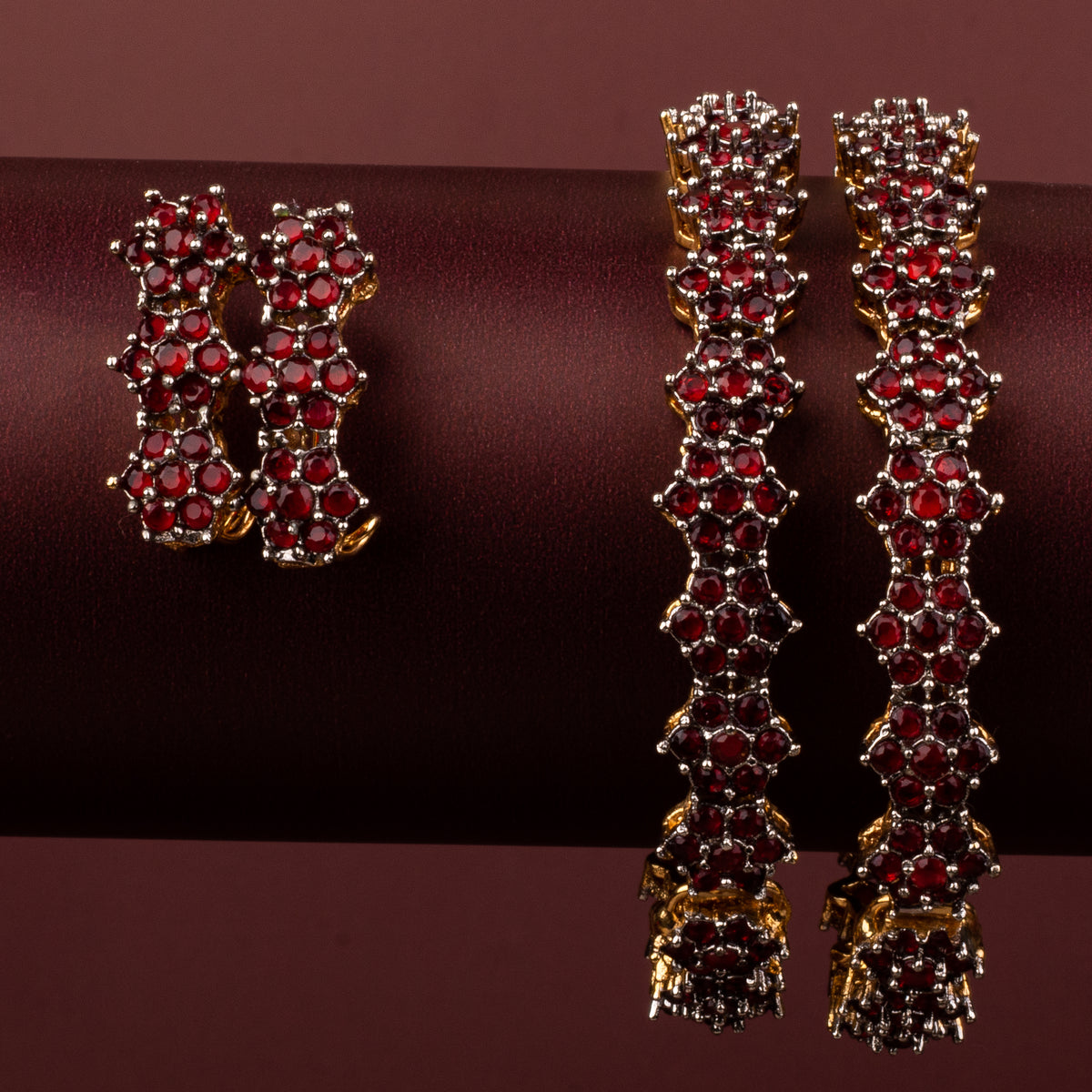 Zirconia Flower Bangle with Earring – Riwaaj